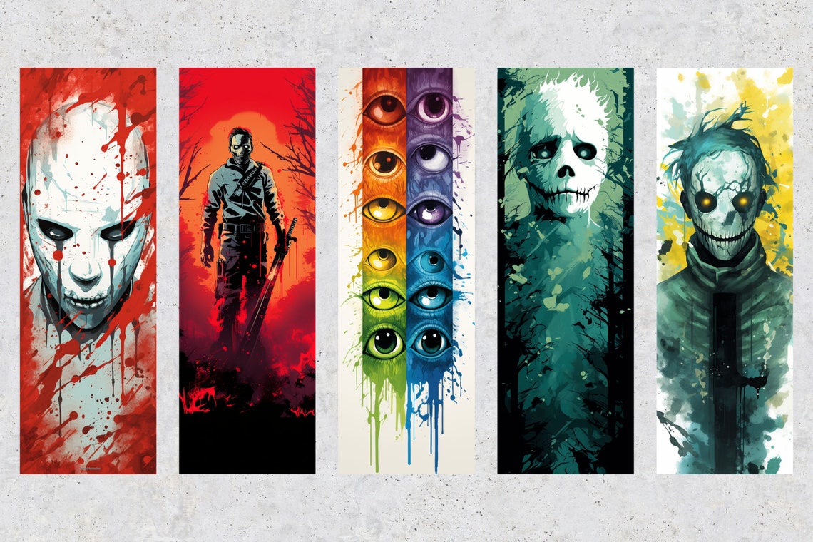 45 Horror Printable Bookmarks, Horror Digital Bookmark Sheets, Horror ...