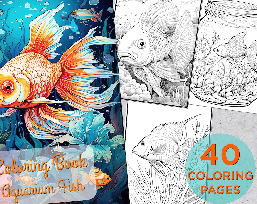 40 Aquarium Fish Coloring Pages, Ocean Fish Printable Grayscale ...