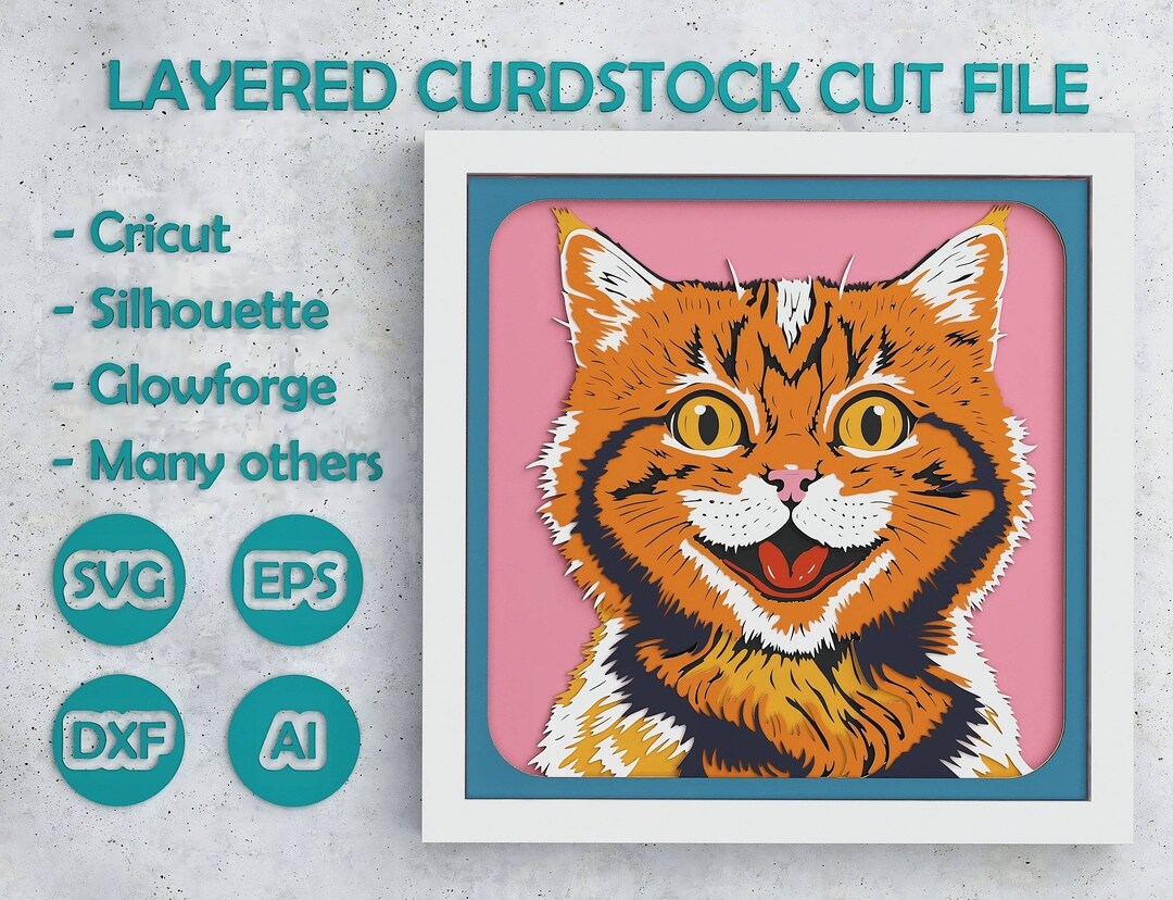 Happy Cat Shadow Box Happy Cat SVG Layered Design for Cricut - Etsy