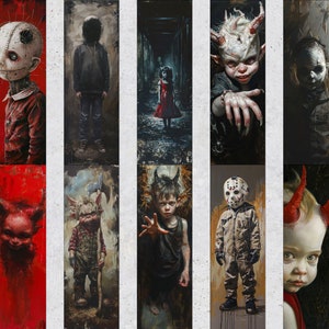 50 Horror Kids Printable Bookmarks, Horror Digital Bookmark Sheets ...