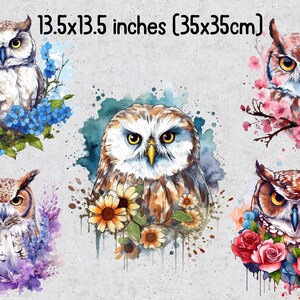 30 Floral Owls PNG Cliparts, Watercolor Cute Birds and Flowers ...