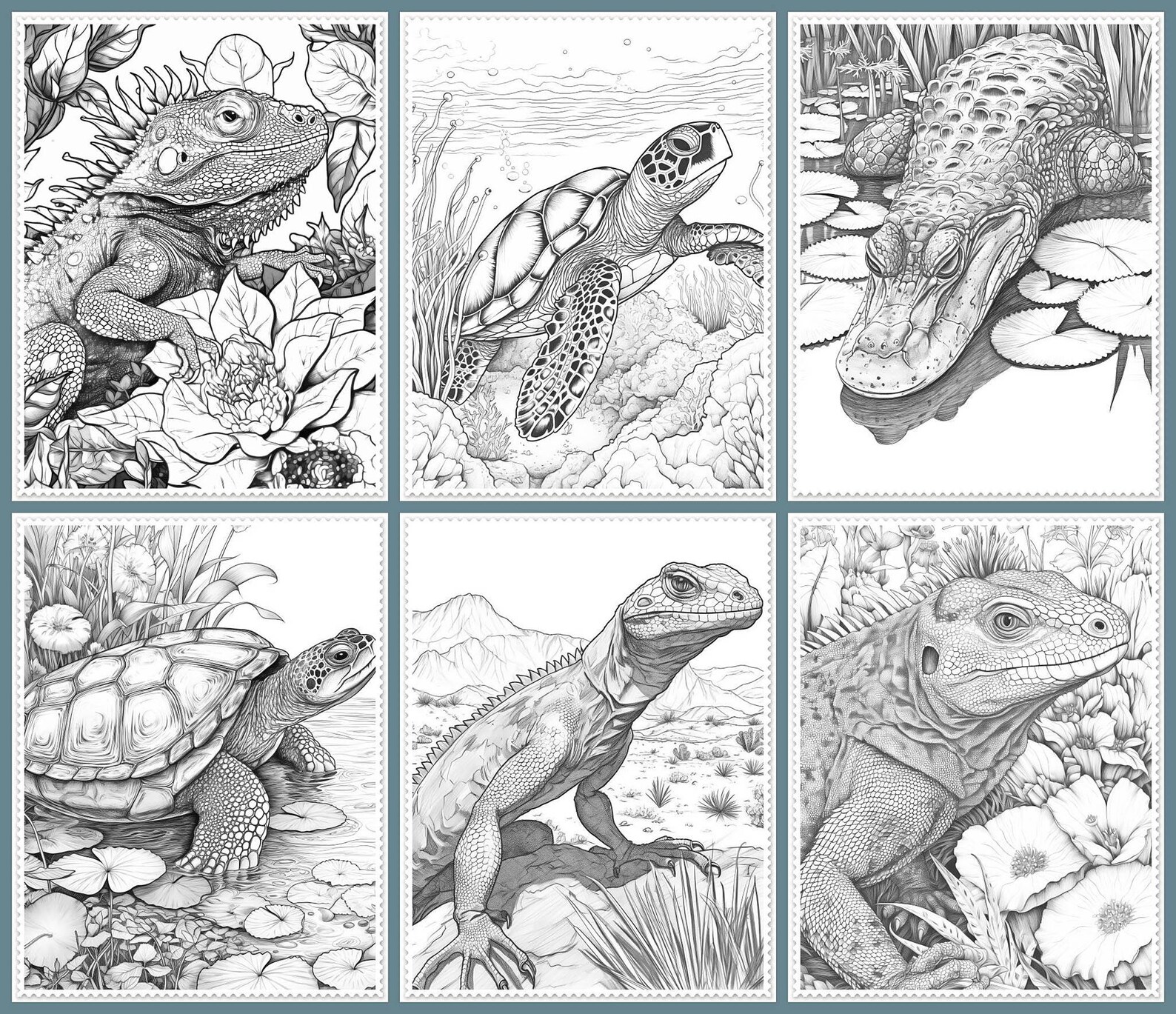25 Reptiles Coloring Pages, Adults Printable Coloring Page, Reptiles ...