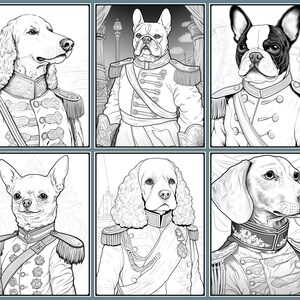 40 Royal Dogs Coloring Pages, Dog Portraits Adults Printable Grayscale ...