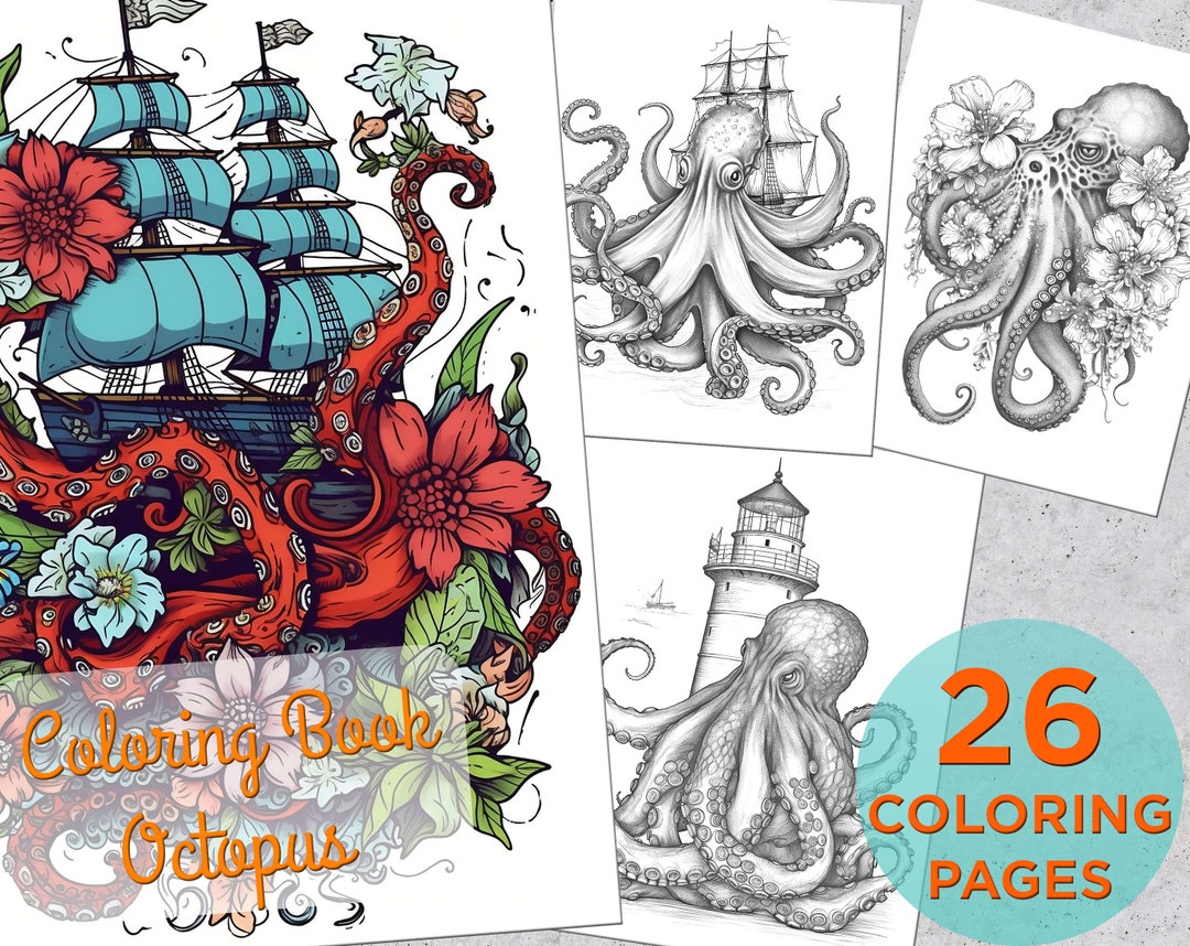 26 Octopus Coloring Pages Adults Printable Coloring Page - Etsy