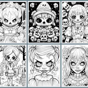 30 Creepy Coloring Pages, Adults Creepy Printable Grayscale Coloring ...