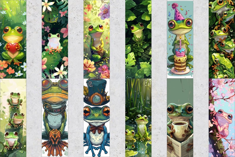 50 Frog Printable Bookmarks, Frog Digital Download Bookmark Sheets ...