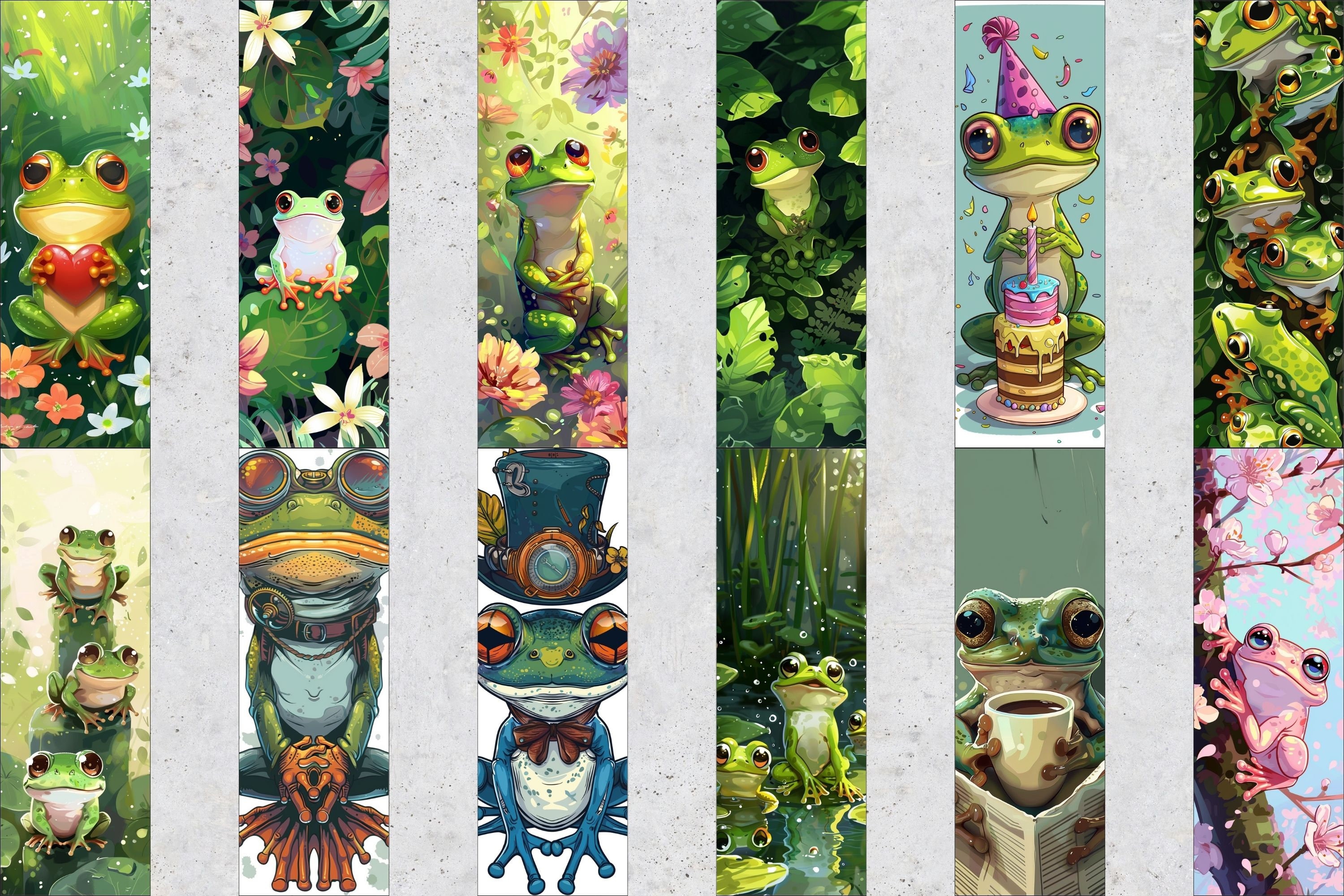 50 Frog Printable Bookmarks, Frog Digital Download Bookmark Sheets ...