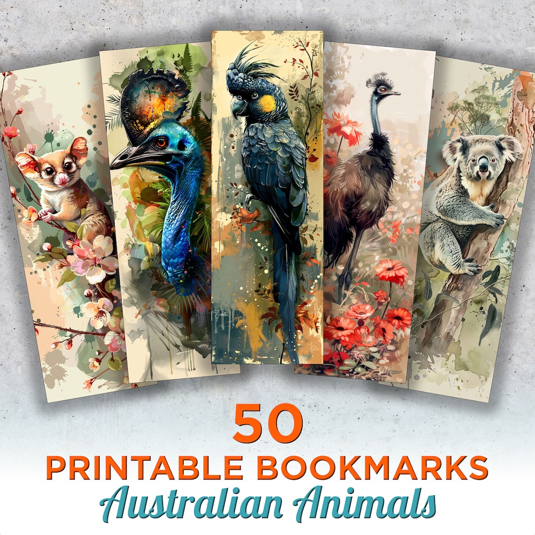 50 Australian Animals Printable Bookmarks, Birds Digital Download ...