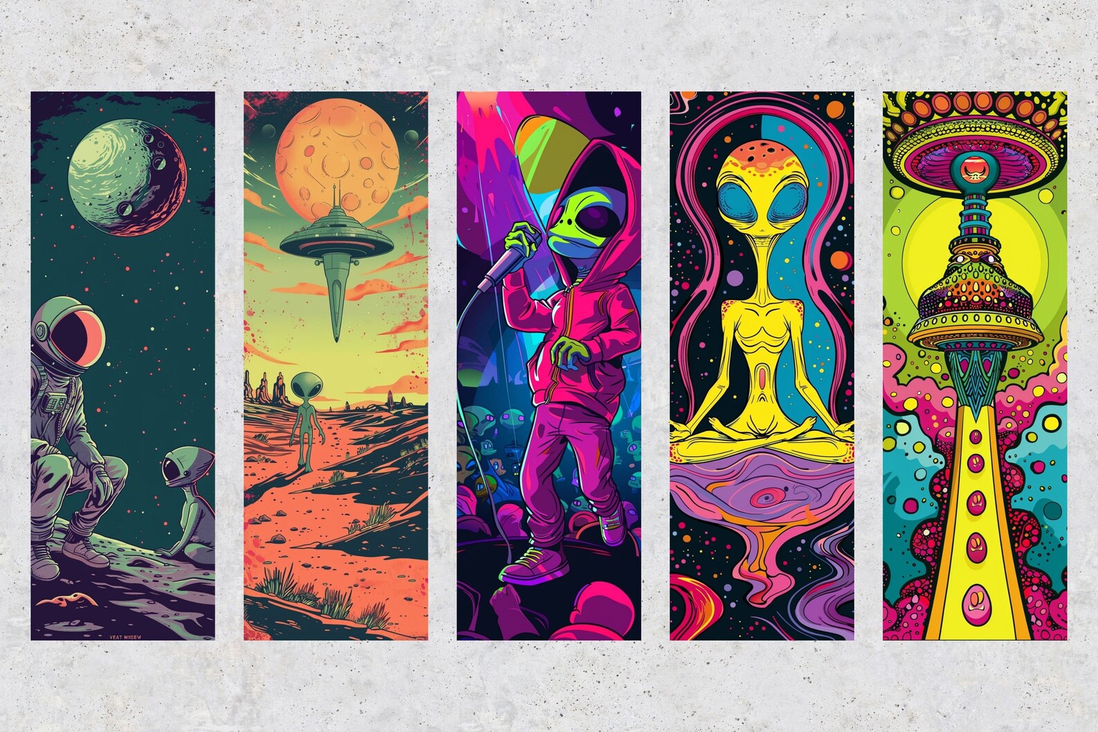 50 Alien and UFO Printable Bookmarks, Alien Digital Download Bookmark ...