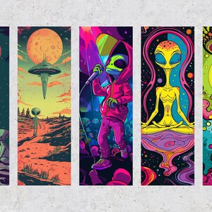 50 Alien and UFO Printable Bookmarks, Alien Digital Download Bookmark ...