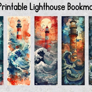 55 Lighthouse Printable Bookmarks, Ocean Digital Download Bookmark ...