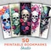 50 Skull Printable Bookmarks, Skulls Digital Download Bookmark Sheets ...