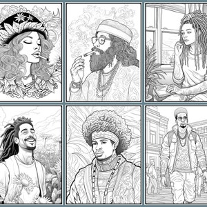 50 Rastafarian Coloring Pages, Bob Marley Jamaica Stoner Printable ...