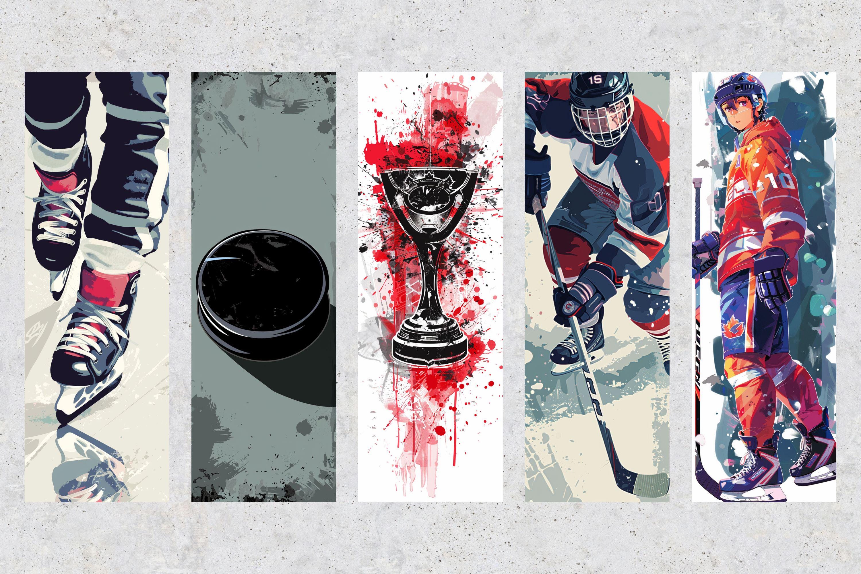 50 Hockey Printable Bookmarks, Hockey Digital Bookmark Sheets, Hockey ...
