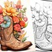45 Floral Boots Coloring Pages, Blooming Shoes Printable Grayscale ...