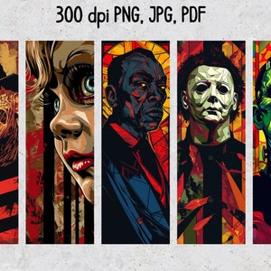 50 Horror Arts Printable Bookmarks, Horror Arts Digital Bookmark Sheets ...