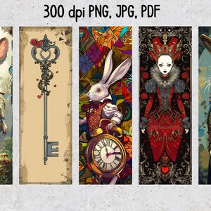 35 Alice Printable Bookmarks, Wonderland Digital Download Bookmark ...