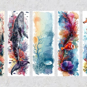 50 Sea World Printable Bookmarks, Ocean Digital Download Bookmark ...