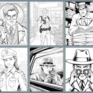 40 Detective Coloring Pages, Crime Detective Printable Grayscale ...
