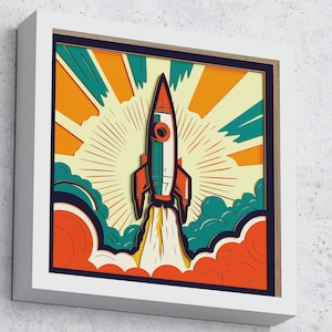 Space Launch Shadow Box, Rocket SVG Layered Design for Cricut ...