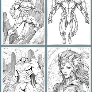 34 Superheroes Coloring Pages, Adults Printable Grayscale Hero Coloring ...
