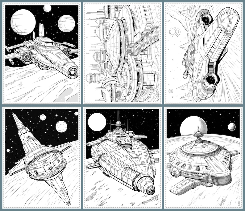 28 Starships Coloring Pages Printable Spaceship Coloring - Etsy