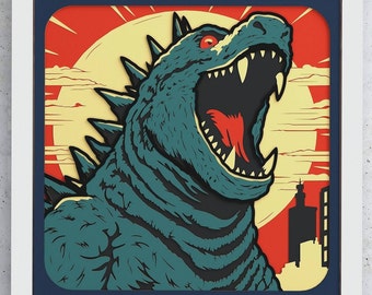 Godzilla SVG Laser Cut Files 8 Layer Art Piece for - Etsy UK