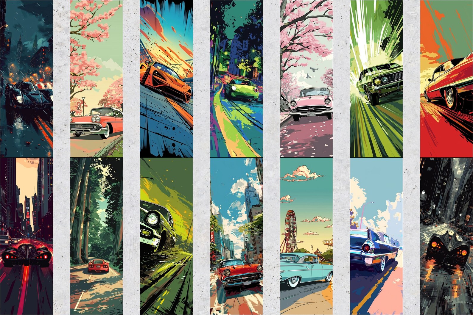 50 Car Printable Bookmarks, Car Digital Download Bookmark Sheets ...