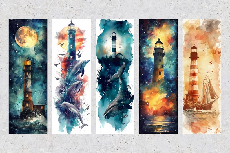 55 Lighthouse Printable Bookmarks, Ocean Digital Download Bookmark ...