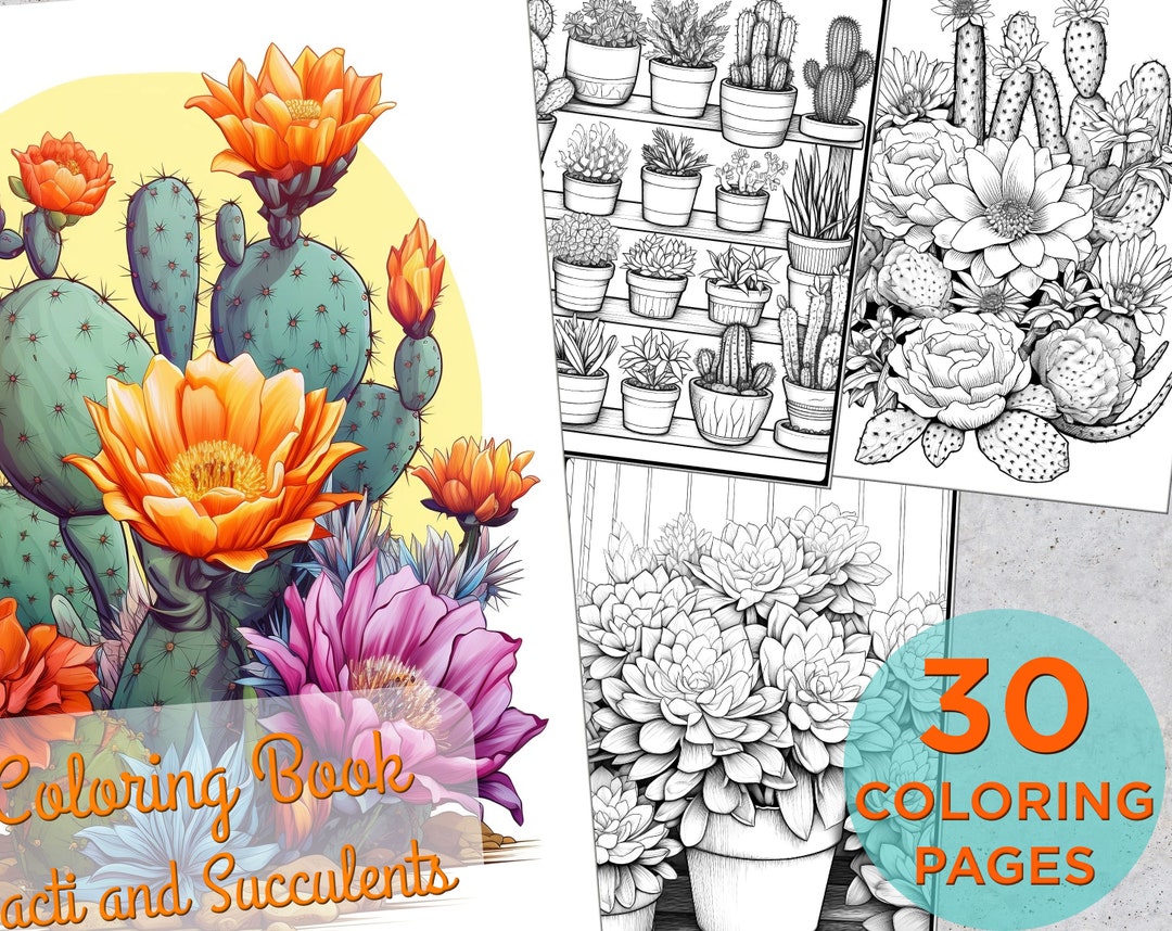 30 Cactus and Succulent Coloring Pages, Blooming Cacti Printable ...