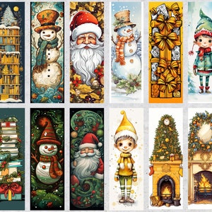 50 Christmas Printable Bookmarks, Christmas Digital Download Bookmark ...