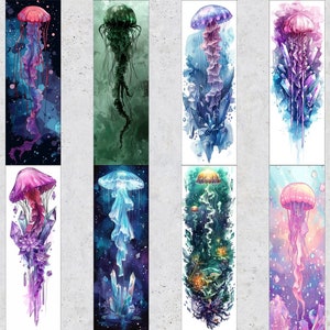 50 Jellyfish Printable Bookmarks, Ocean Digital Download Bookmark ...