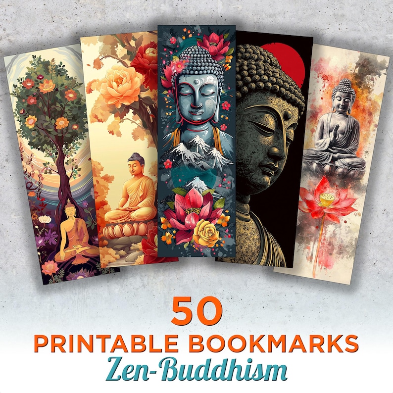 50 Zen-buddhism Printable Bookmarks, Buddhism Digital Download Bookmark ...