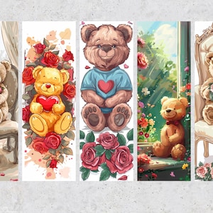 40 Teddy Bear Printable Bookmarks, Toy Bear Digital Download Bookmark ...