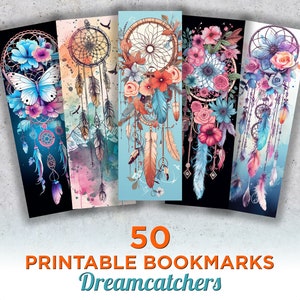 50 Dreamcatcher Printable Bookmarks, Dreamcatcher Digital Bookmark ...