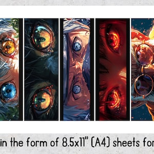 50 Anime Eye Printable Bookmarks, Anime Digital Download Bookmark ...