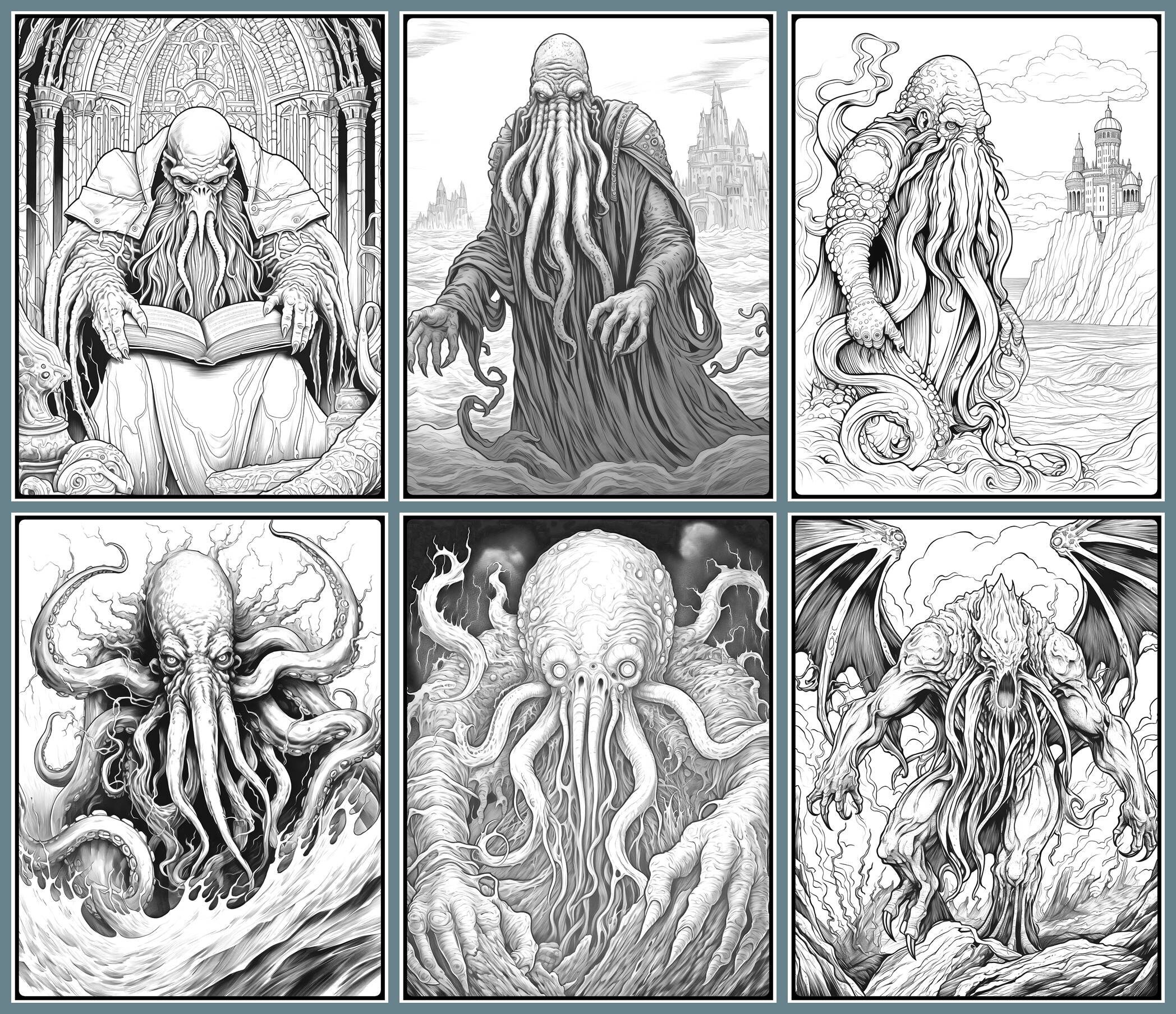 33 Cthulhu Coloring Pages, Adults Printable Coloring Page Cthulhu Arts ...