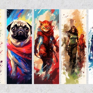 40 Superhero Printable Bookmarks, Comics Digital Download Bookmark ...