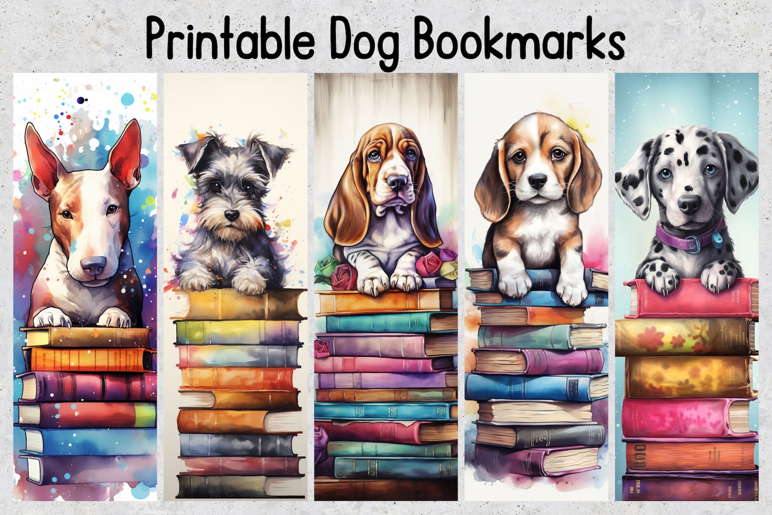30 Cute Dogs Printable Bookmarks, Dogs Digital Download Bookmark Sheets ...