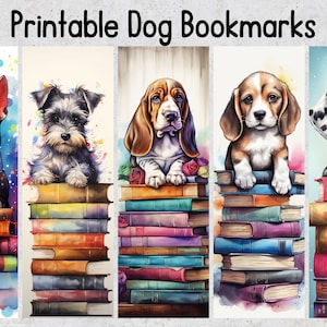 30 Cute Dogs Printable Bookmarks, Dogs Digital Download Bookmark Sheets ...
