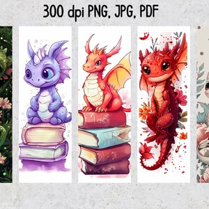 50 Baby Dragon Printable Bookmarks, Dragon Digital Download Bookmark ...