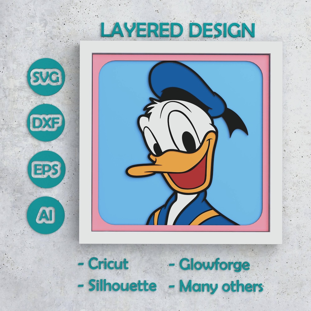 Cartoon Duck Shadow Box, Cartoon Duck SVG Layered Design for Cricut ...