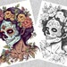 25 Sugar Skull Girls Coloring Pages, Adults Printable Grayscale ...
