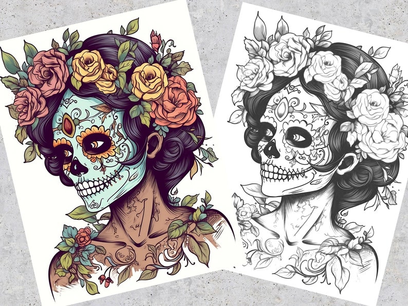 25 Sugar Skull Girls Coloring Pages Adults Printable - Etsy