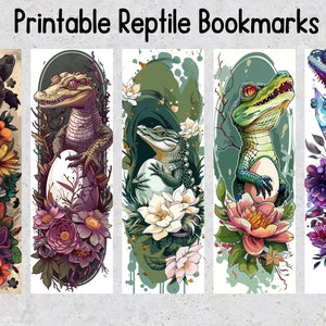 50 Reptile Printable Bookmarks, Reptile Digital Download Bookmark Sheet ...