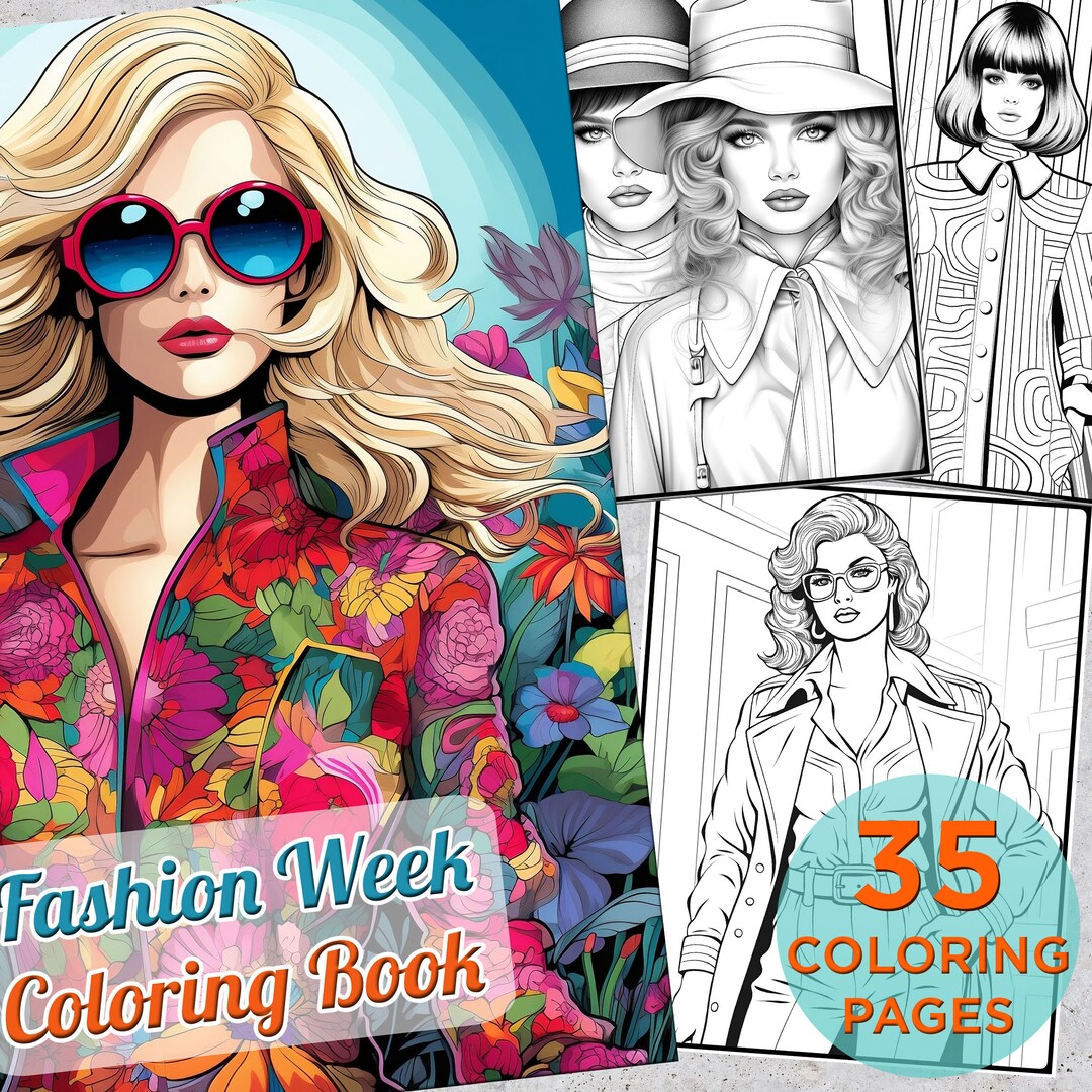 35 Fashion Week Coloring Pages, Style and Fashion Printable Grayscale ...