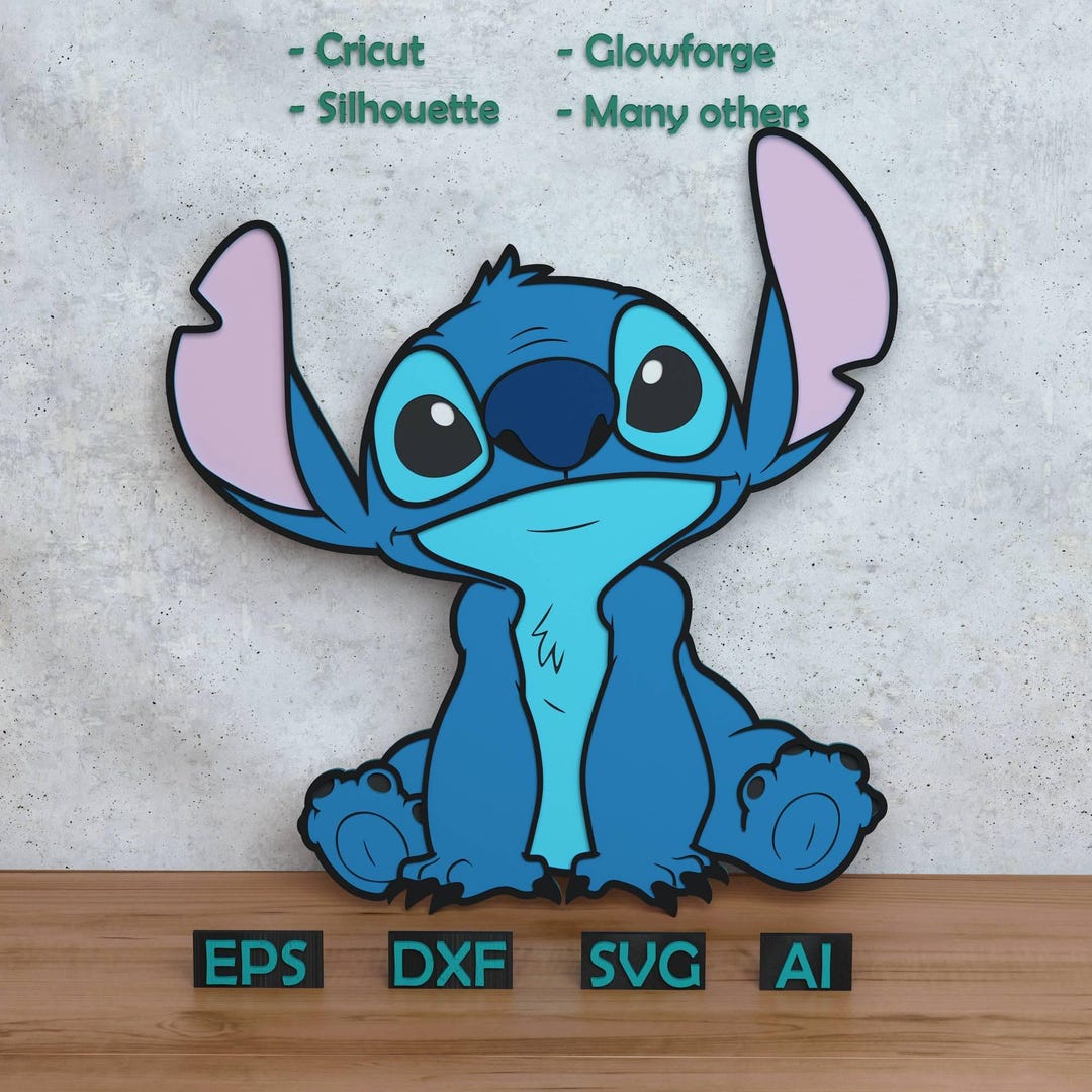Blue Alien Layered Design for Laser and Paper Cutting V2, Cartoon Alien ...