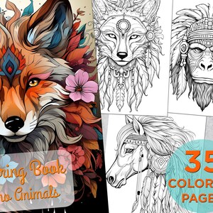 35 Boho Animals Coloring Pages, Boho Animals Printable Grayscale ...