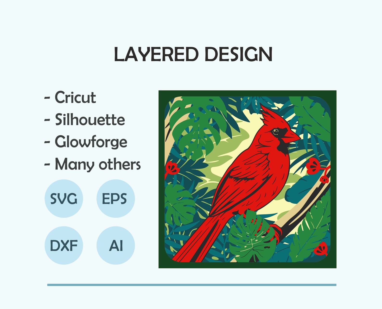 Cardinal Bird Shadow Box, Cardinal Bird SVG, Cardinal Bird Layered ...