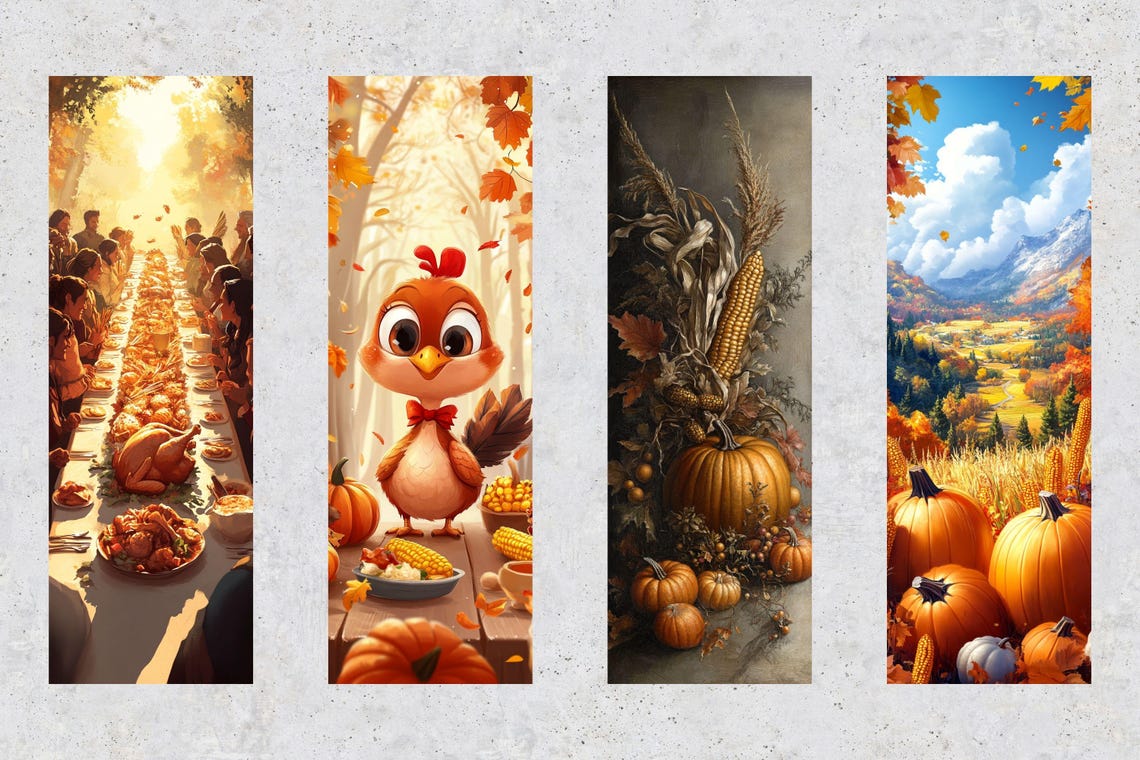 50 Thanksgiving Day Printable Bookmarks, Thanksgiving Arts Digital ...